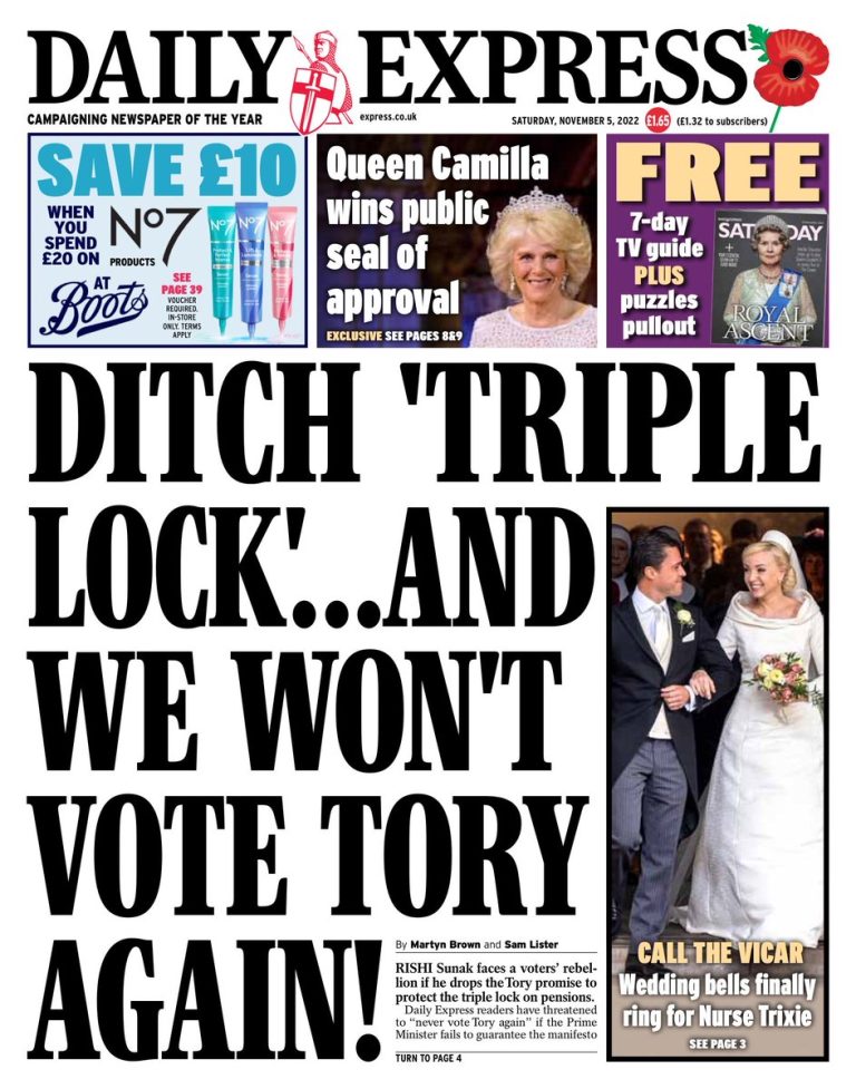 Daily Express Front Page 5th of November 2022 - Tomorrow's Papers Today!